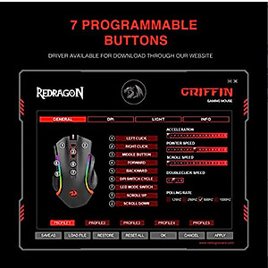 Redragon M602 RGB Wired Gaming Mouse RGB Spectrum Backlit Ergonomic Mouse Griffin Programmable with 8 Backlight Modes, Up to 7200 DPI for Windows PC Gamers (White)