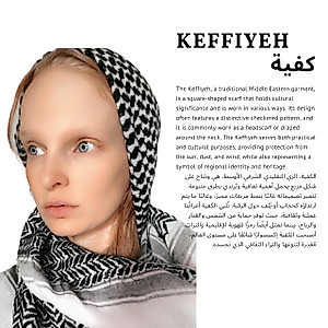 Generic Traditional authentic middle eastern Keffiyeh Scarf - Classic Black & White Headwrap