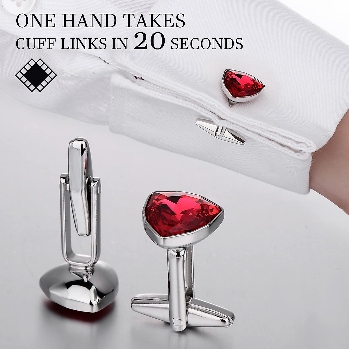 Swarovski Crystal Cuff links and Tuxedo Studs for Men in Gift Box, Birthday Christmas Valentines Day Gifts, Mens Jewelry or Accessories for Wedding Party