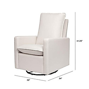 Babyletto Cali Pillowback Swivel Glider in Performance Plastic Cream Eco-Weave, Water Repellent & Stain Resistant, Greenguard Gold and CertiPUR-US Certified