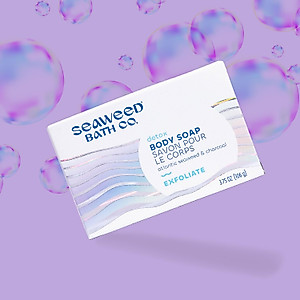 Seaweed Bath Co. Exfoliate Detox Body Soap, 3.75 Ounce, Sustainably Harvested Seaweed, Charcoal (Packaging May Vary)