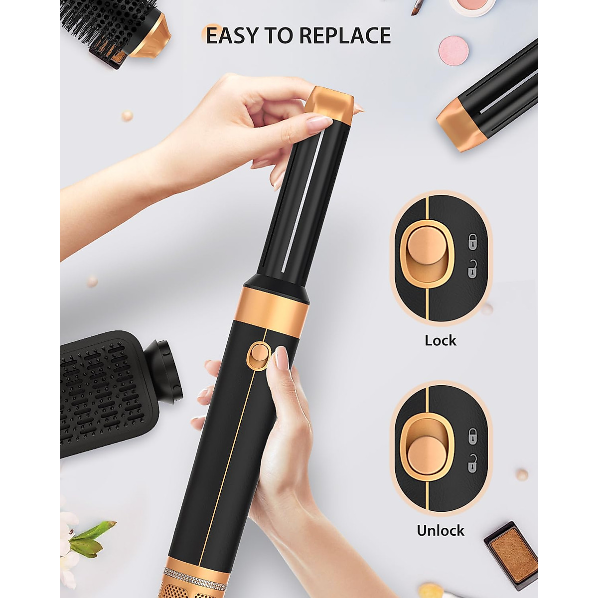 Hair Dryer Brush, PRITECH Blow Dryer Brush Set with Diffuser, 7 in 1 Hair Styling Tools 110000 RPM High Speed Volumizer Drying, Ionic Hairdryer Curler Straightener,Curling Wand