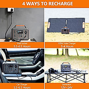ALLWEI Portable Power Station 300W(Peak 600W), 280Wh Solar Generator with USB-C PD60W, 110V Pure Sine Wave AC Outlet, 78000mAh Backup Lithium Battery for Outdoor Camping Travel Emergency Home Blackout