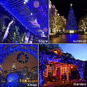 Dooit 66FT 200 Led Christmas Lights, Connectable Plug in 8 Twinkle Modes Outdoor Indoor Lights for Christmas Tree Party Wedding Garden Decorations (Blue)