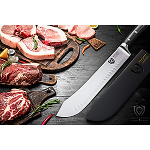 Dalstrong Bull Nose Butcher Knife - 10 inch - Gladiator Series Elite - High Carbon Premium German Steel - Breaking Knife - Black G10 Handle - Meat BBQ Knife - Sheath Guard Included - NSF Certified