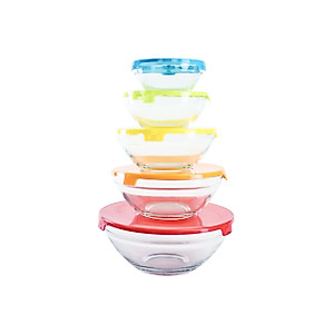 Home Basics Glass Food Storage Containers with Multi Color Plastic Lids