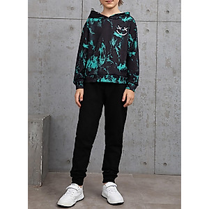 blibean Teen Boy Fall Clothes Sets Hoodies Preteen Kid Clothing Sweatshirt Pants Suit Two Piece Outfit Size 7-8 Year Old