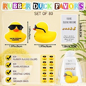 Glimin 80 Set Inspirational Appreciation Gift You're Ducking Rubber Ducks with Glasses Cheer up Card with Bag for Employee Team Staff Vet Tech Week Medical Assistant Thanksgiving Christmas