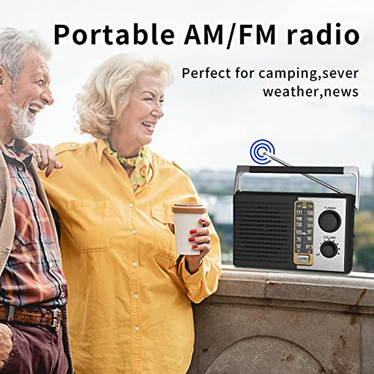 Yewrich AM FM Radio with Best Reception, Portable Battery Operated Transistor Radios, Headphone Jack, AC Powered, Suit for Senior and Home, Black