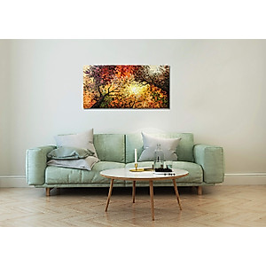 Tiancheng Art,24x48 Inch Modern Hand-Painted Tree Art Oil Painting Acrylic Abstract Wooden Frame Canvas Wall Art for Living Room Bedroom Office Hanging Art Residence Decorations