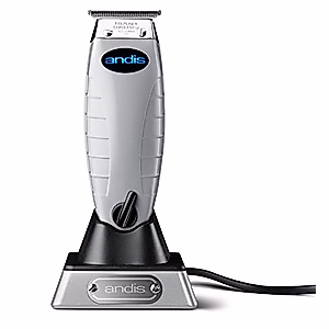 Andis 74000 Professional Corded/ Cordless Hair & Beard Trimmer, T-Outliner Blade Trimmer, Zero Gapped, Close Cutting Carbon Steel T-Blade Trimmer, Grey