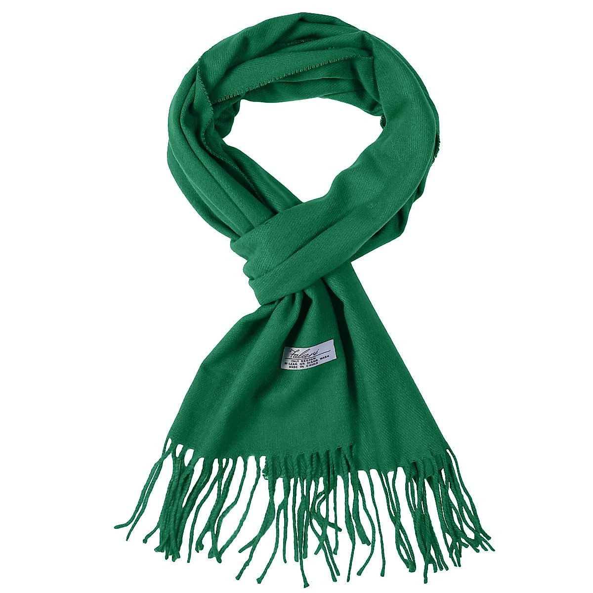 Falari Men Women Unisex Cashmere Feel Scarf 78" X 12" Solid Color Kelly Green A19-22
