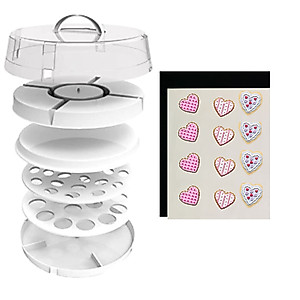 Crazy Chef Cake and Cupcake Carrier With Handle - Pie Carrier Deviled Egg Tray and Collapsible cupcake holder-Cookie Holiday Party Platter With Two Free Non Stick Baking Sheets