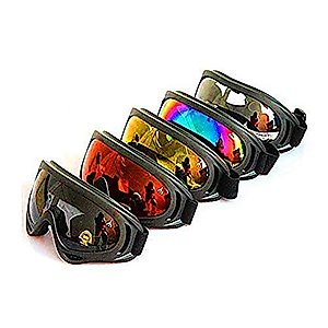 DPLUS Motorcycle Goggles - Glasses Set of 5 - Dirt Bike ATV Goggles Anti-UV 400 Adjustable Riding Offroad Protective Combat Tactical Military Goggles for Men Women Kids Youth Adult X400