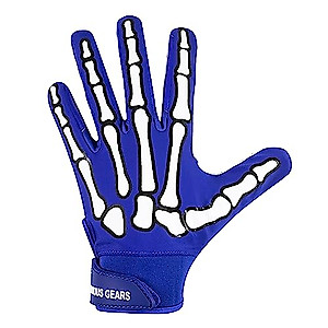 Glorious Traders American Football Gloves, Adult Football Gloves Men & Women's - Ultimate Performance Booster Football Gloves Adult with Super Perfect fit & Sticky Grip. (Blue, Small)