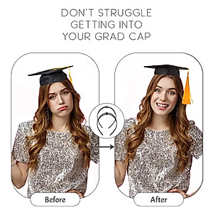 cobinaan Secures Your Graduation Cap Headband, Don't Change Your Hair, Secure Hairstyle Unisex 2PCS Black