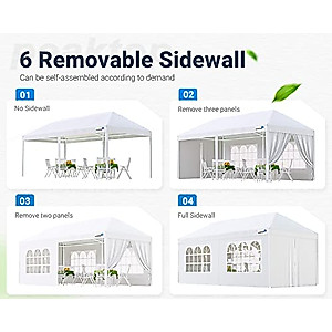 Peaktop Outdoor 10'x20' Heavy Duty Canopy Gazebo Outdoor Party Wedding Tent Pavilion with 4 Removable Side Walls