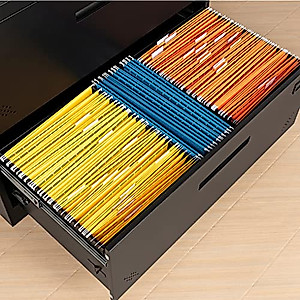 Fussbric 2 Drawer lateral File Cabinet with Lock,Filing cabinets for Home Office,Metal File Cabinet for Hanging Files Letter/Legal/F4/A4 Size,Black File Cabinet