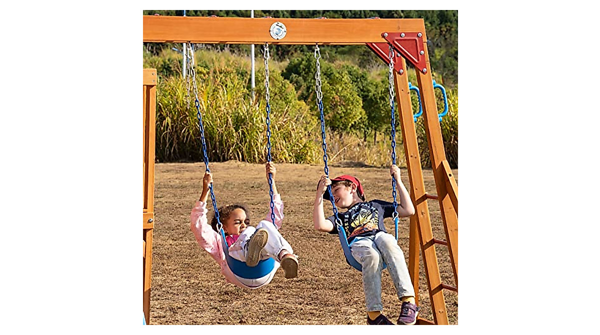 Dolphin Cedar Playground Swing Set for Kids - Safe & Durable Outdoor ...