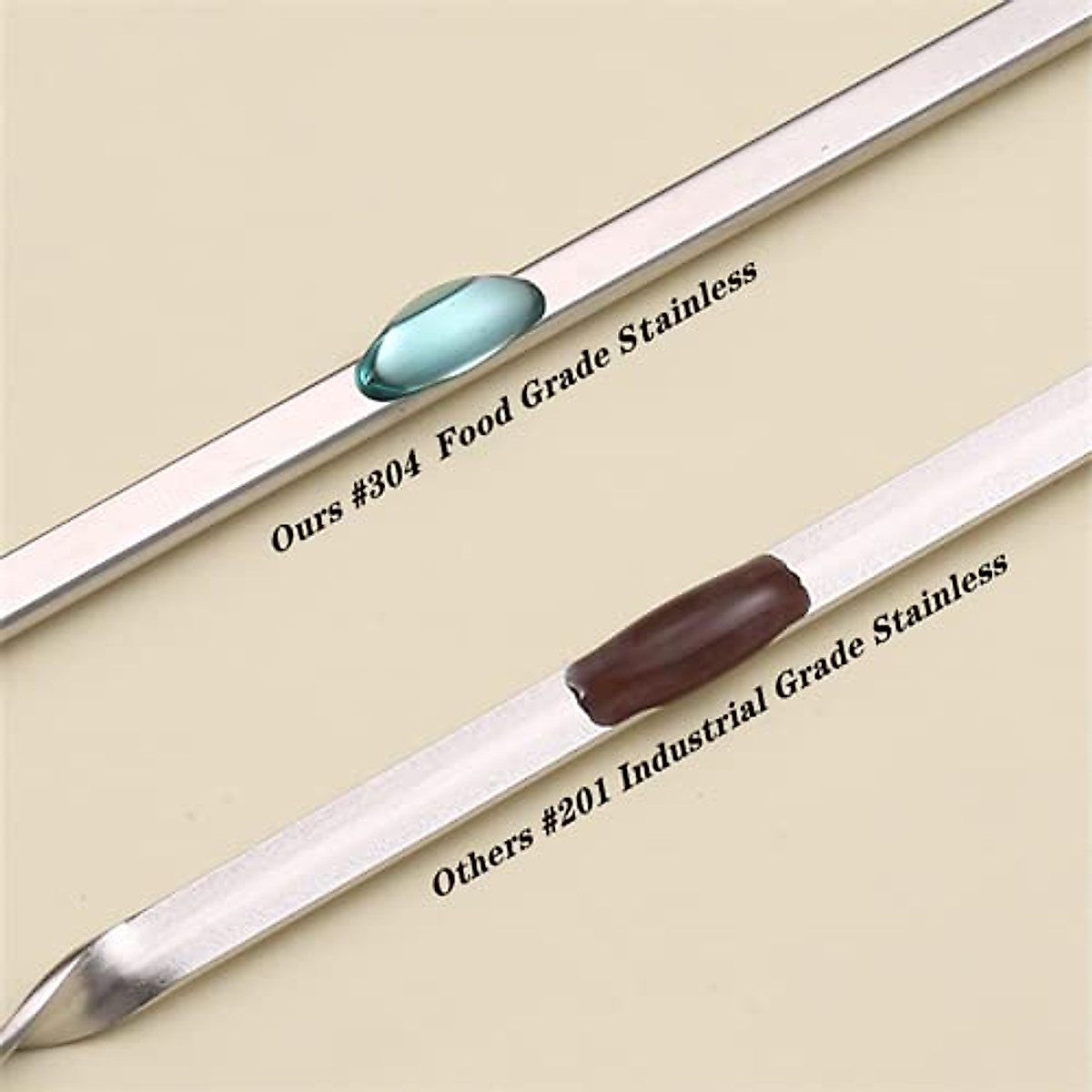 12PCS Kabob Skewers Flat Metal Stainless Steel BBQ Barbecue Skewer 14" Anti-Roll Heavy Duty Shish Kebob Sticks Wide Reusable Grilling Skewers Set for Meat Shrimp Chicken Vegetable Kebab Fork Sausage…