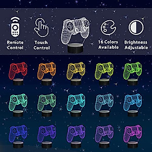 Ammonite 3D Gamepad Illusion Lamp, Game Controller Night Light with Remote Control and Timing Function 16 Color Changing Gaming Room Decor Best Gamer Gift