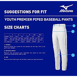 Mizuno boys Mizuno Youth Premier Piped Pant XL White Navy, White-navy, X-Large US