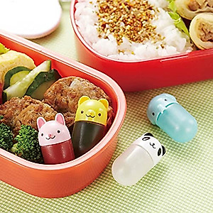 GOTOUCHI Food Picks Bento Lunch, Mini Container, Soy Sauce Case Container with Dropper - 4 Kinds Set Bento Box Accessories (Animals)