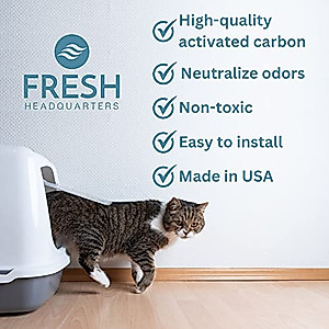 6-Piece Litter Box Filters for Hooded Cat Litter Box – Activated Charcoal Filters Eliminate up to 99% of Litter Box Odors – 6 Inch x 6.5 Inch Trimmable Pads