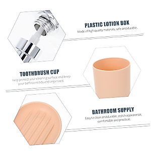 Cabilock 1 Set Bathroom Set Tray Decor Plastic Toothbrush Holder Toothbrush Holder Cup Lotion Pump Bottle Vanity Decor Black Trim Foaming Handwashing Fluid Plating Dressing Table