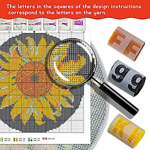 MIAOLLUN Latch Hook Rug Kit, Sunflower Pattern Printed Canvas DIY Rug Crochet Yarn Kits, Embroidery Decoration 20.4" X 20.4" (52 * 52cm)