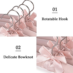 NEOVIVA 15 Inch Anti Slip Satin Padded Clothes Hangers for Women Pink Satin Padded Hangers for Women Clothing, No Shoulder Bump Hangers for Adult, Silk Hangers for Sweaters, Dresses, Suits (Pack of 5)