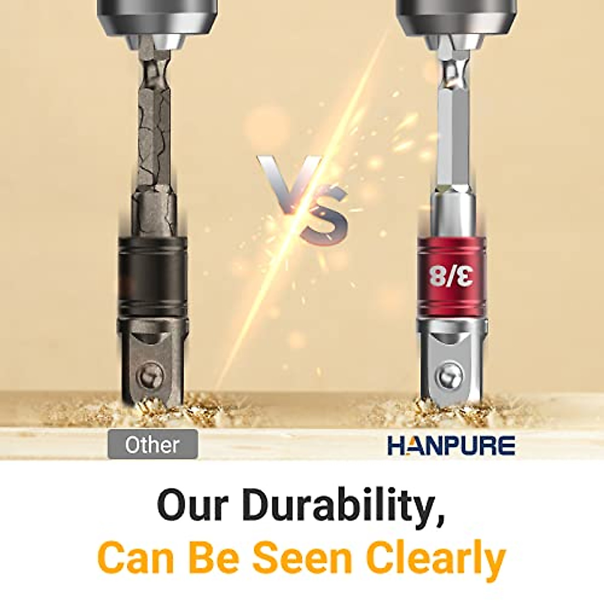 HANPURE Right Angle Drill Attachment Set+Rechargeable LED Flashlight Gloves