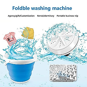 Portable Washing Machine 5L Wash Bucket Foldable Small Portable Laundry Machine Mini Washing Machine Ultrasonic Turbine Washer for Underwear, Sock, Baby Clothes, Travel, Camping, Dorm, RV, Home