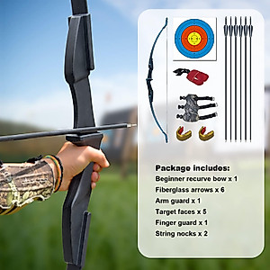 Tongtu Recurve Bow Right and Left Handed,Takedown Bow and Arrows for Adult & Youth Beginner 30lb 40lb Traditional Archery Bows Set with 6pcs Arrows