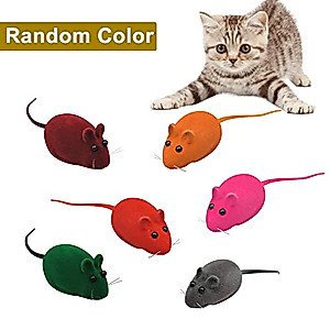 Andiker 3Pcs Cat Mouse Toy, Flocking Squeaking Mouse Cat Toy 3 Random Colors Soft Small Cat Toys for Indoor Cats Interactive Cat Toy for Cats and Kitten to Catch and Bit (3pcs)