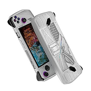 Protective Case for ASUS Rog Ally 7" 2023 with Kickstand -TPU,Flexible,Shockproof, Non-Slip, Anti Collision-2 *Screen Protectors (White)