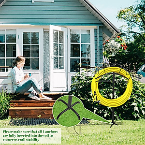 AUHOKY Freestanding Garden Hose Holder 4 Spiky Feet, Heavy Duty Deatachable Outdoor Garden Hose Holder Stand with Tools Storage Basket, Decorative Water Pipe Reel Organizer for Yard Lawn Patio (Iron)