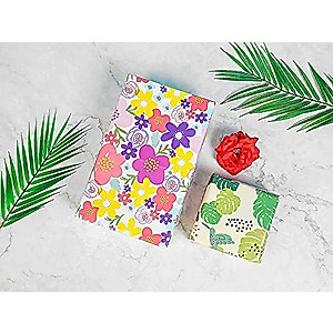 BULKYTREE Gift Wrapping Paper - Folded Flat, 12 Sheets Cactus, Flowers, Birds Design for Birthday, Wedding, Baby Showers and Holiday - 20 x 29 Inch Per Sheet
