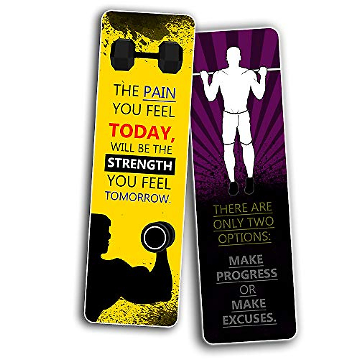 Creanoso Fitness Bookmarks (30-Pack) – Premium Gift Set – Awesome Bookmarks for Body Builders, Fitness Athletes, Men, Women – Six Bulk Assorted Bookmarks Designs – Cool Giveaways Set