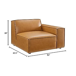 Modway Restore Vegan Leather Sectional Sofa Loveseat in Tan
