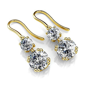 Cate & Chloe Kadence 18k Yellow Gold Plated Dangle Earrings | Women's Drop & Dangle Earrings With Crystals, Dangling Silver Earrings For Women, Hypoallergenic Earring Set, Jewelry Gift for Her