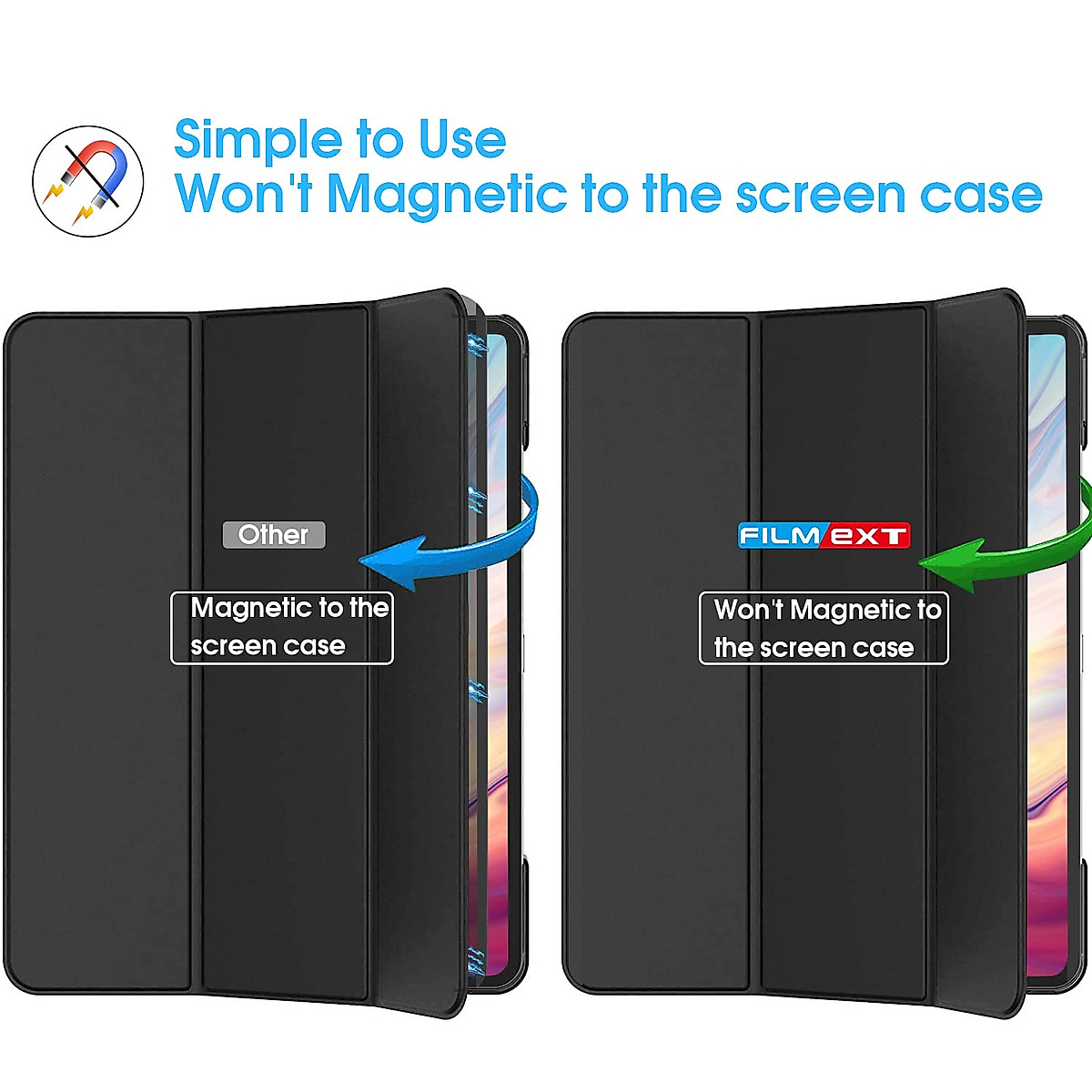 FILMEXT Magnetic 360° Privacy Screen Protector for iPad Pro 12.9 M2 M1 2021/2020/2018 (iPad Pro 12.9 6th/5th/4th/3rd Gen),Removable iPad Pro Anti Glare Anti-Spy Screen Filter[4 Way Privacy Filter]