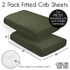 Sweet Jojo Designs Solid Dark Green Gender Nuetral Boy Girl Baby Fitted Crib Sheet Set Nursery Soft Infant Newborn Fits Standard Mattress Toddler Bed Hunter Forest Olive for Rustic Deer Woodland Camo