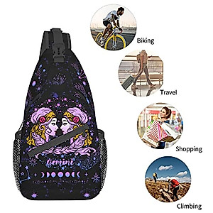 Gemini Constellation Sling Bag Chest Bag Zodiac Sign Crossbody Bags For Men Women