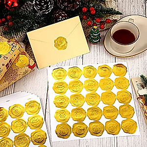 500 Pieces Christmas Envelope Seal Stickers Santa Embossed Wax Label Self Adhesive Seals Snowflake Santa Claus Stickers for Christmas Wedding Card Box Envelope(Gold)