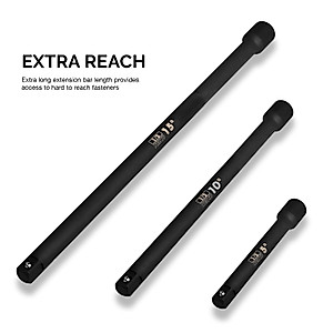 Neiko 00256A 1/2-Inch Drive Impact Extension Bar and Adapter Set, 5-Piece | Includes 5, 10, 15-Inch Extension Bars, Universal Joint, and Reducer