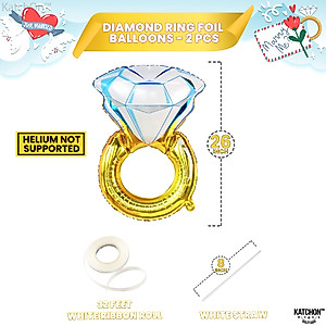 KatchOn, Huge Diamond Ring Balloon - 26 Inch, 2 Pieces | Engagement Ring Balloon for Bridal Shower Decorations | Bachelorette Party Decorations | Diamond Balloons for Engagement Party Decorations