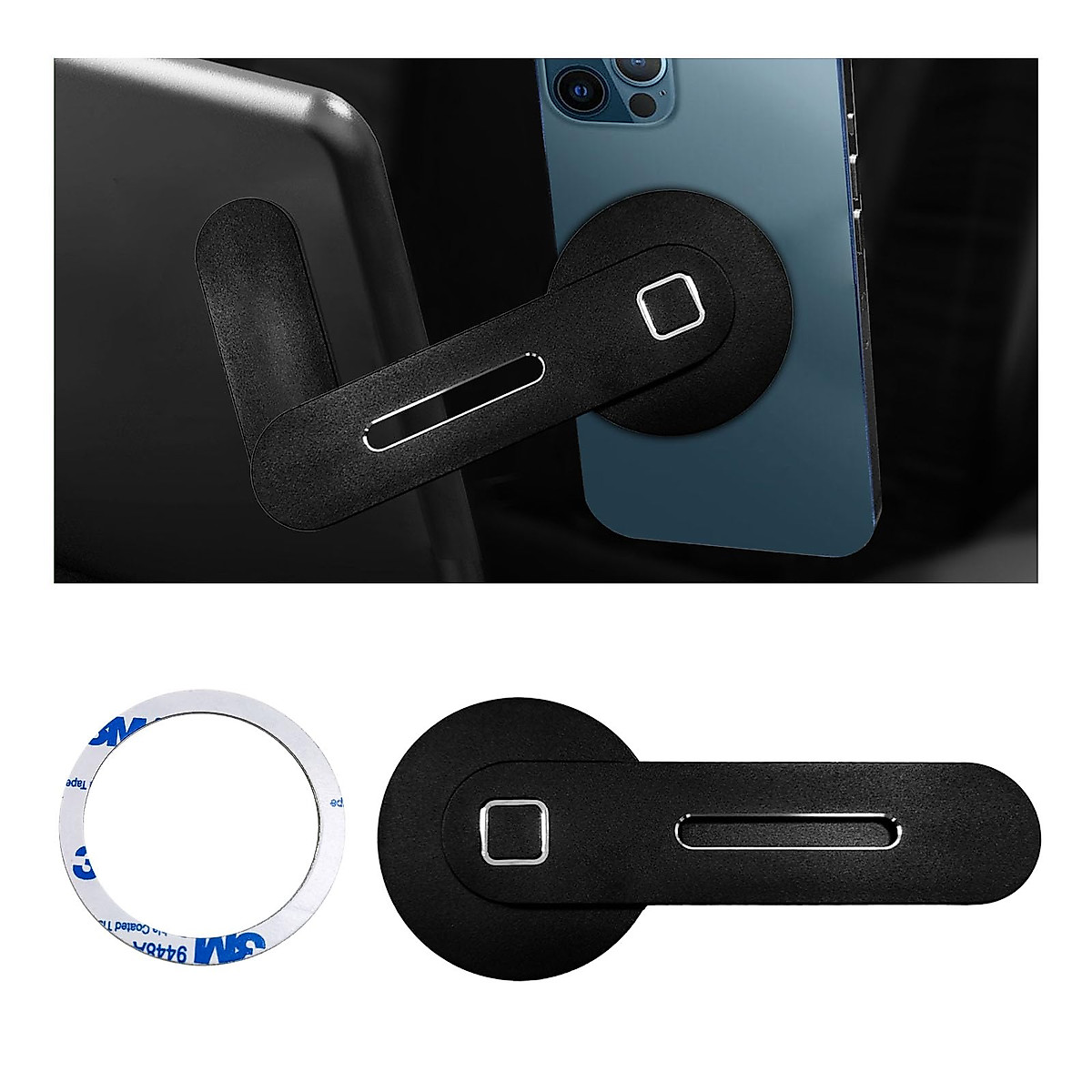 Dickno Car Phone Mount, 90 Degree Rotatable Magnetic Cell Phone Holder with Strong Magnet, Foldable Invisible Smart Phone Mount, Universal Vehicle Interior Accessories for All Phones (Black)