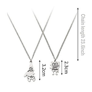 2Pcs Metal Matching Puzzle Pendant Necklace - BFF Best Friend Friendship Bestie Memorial Jewelry Funny Creative Gift-necklace