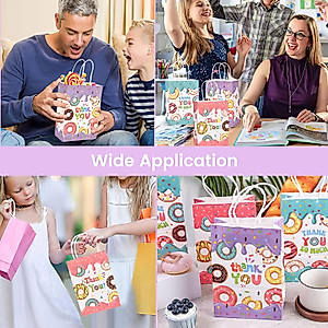 VGOODALL 24PCS Donut Gift Bags, 5.5" x 2.8" x 8" Paper Bags Thank You Gift Bags with Handles Party Favor Bags Goodie Bags for Party Supplies Birthday Treat Bags